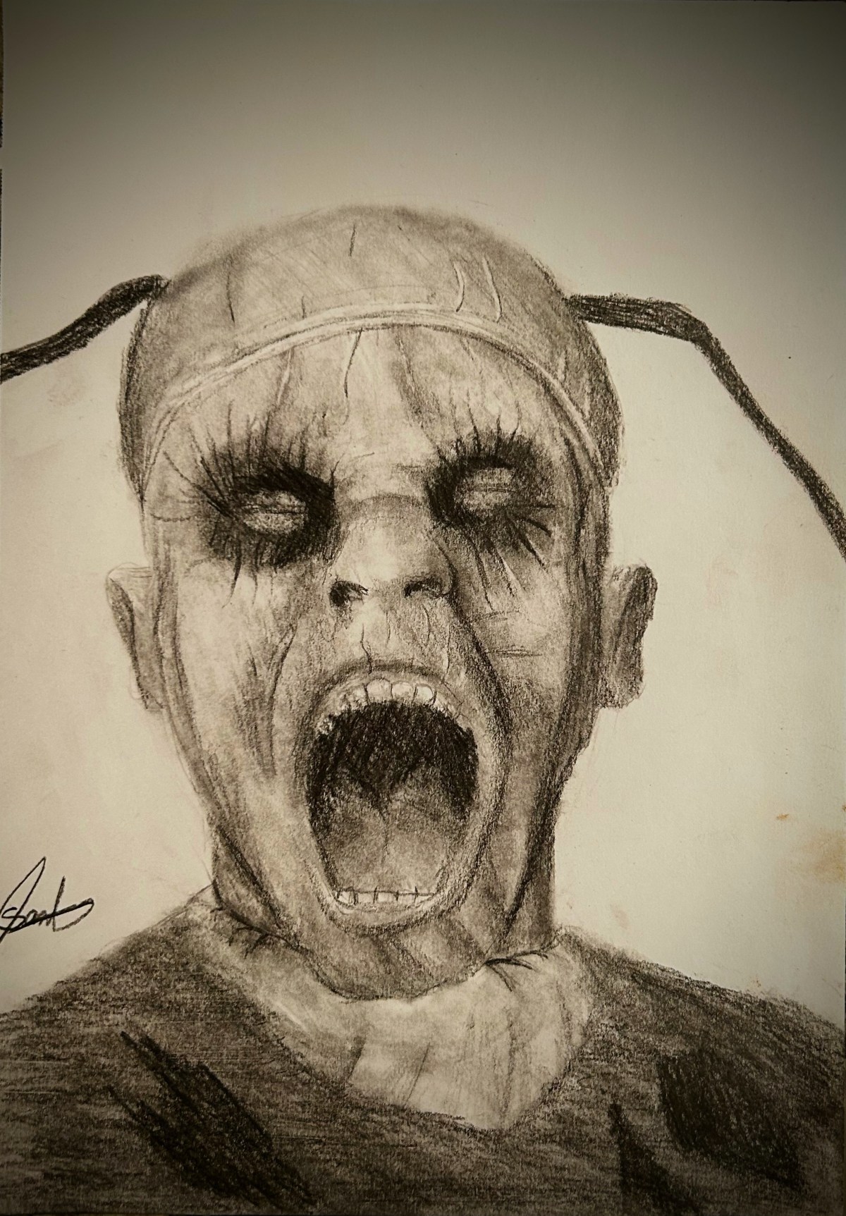 Santo shares on his newest pencil portraits of Halloween Animatronics
